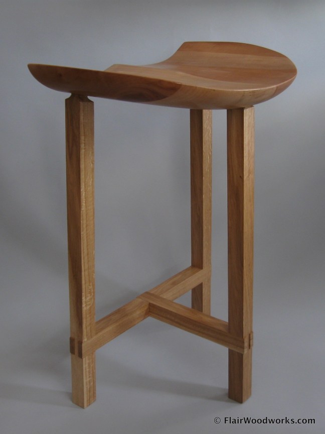 Stool with Sculpted Seat – Sculptural Woodwork by Chris Wong